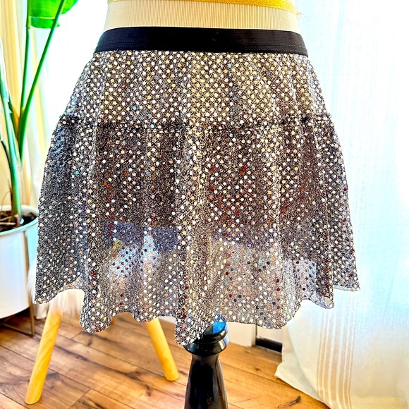 Skirts | Sheer Sequined Running Skirt | Poshmark